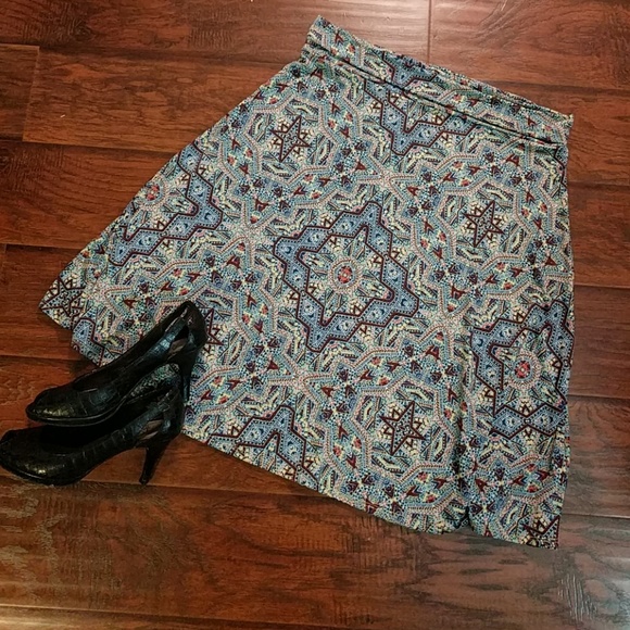 LuLaRoe | Skirts | Colorful Geometric Slinky Azure Skirt | Poshmark